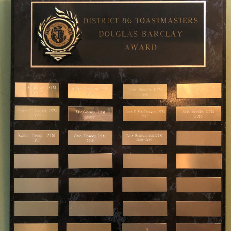 2021-2022 Of the Year Award Winners - Toastmasters District 86